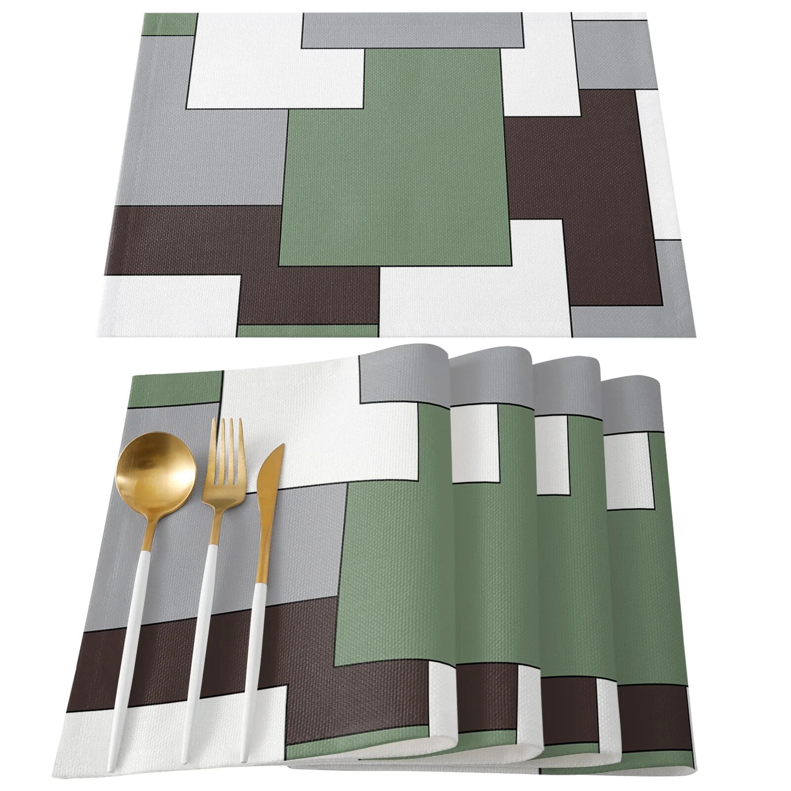 Yellow Grey Patchwork Abstract Art Medieval Style Placemat Wedding ...