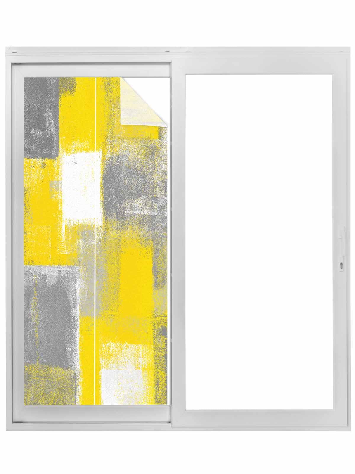 Yellow Grey Window Privacy Film Stained Glass Window Film Decorative ...