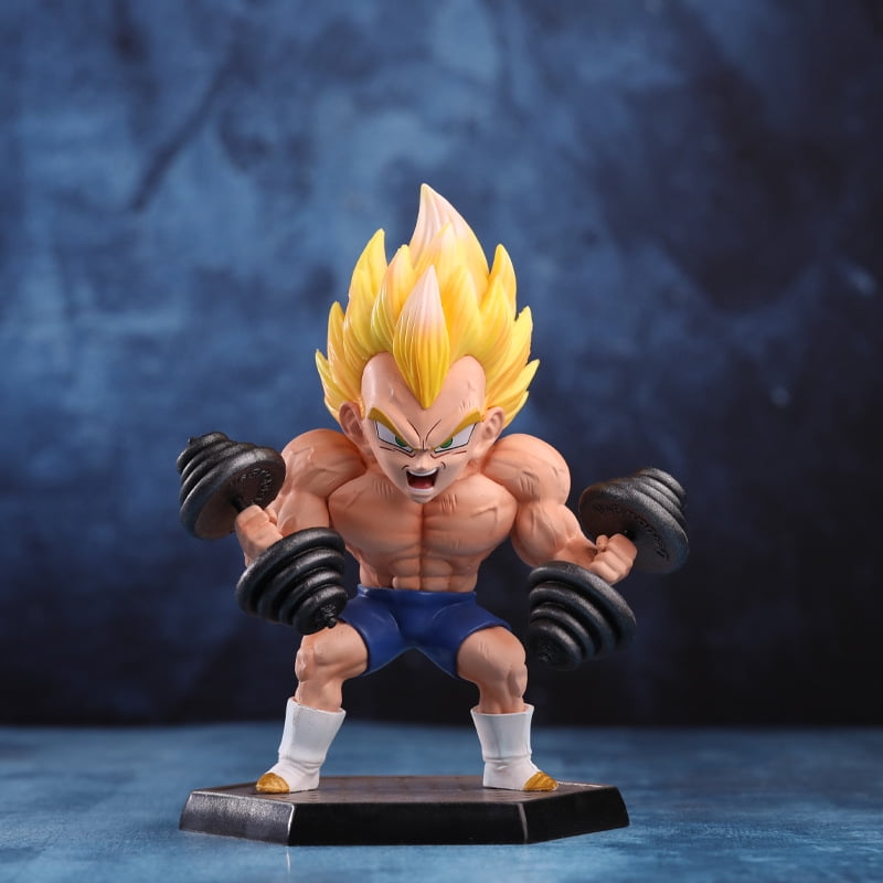 Yellow Hair Vegeta Muscle Fitness Barbell GK Statue Hand Model ...