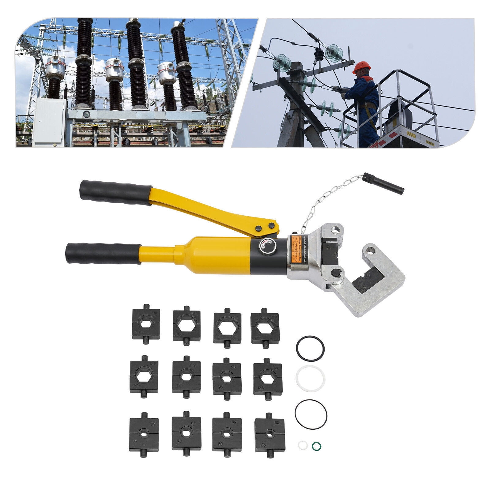 Yellow Hand Operated Hydraulic Crimping Tool Hydraulic Crimper W/ 13 ...