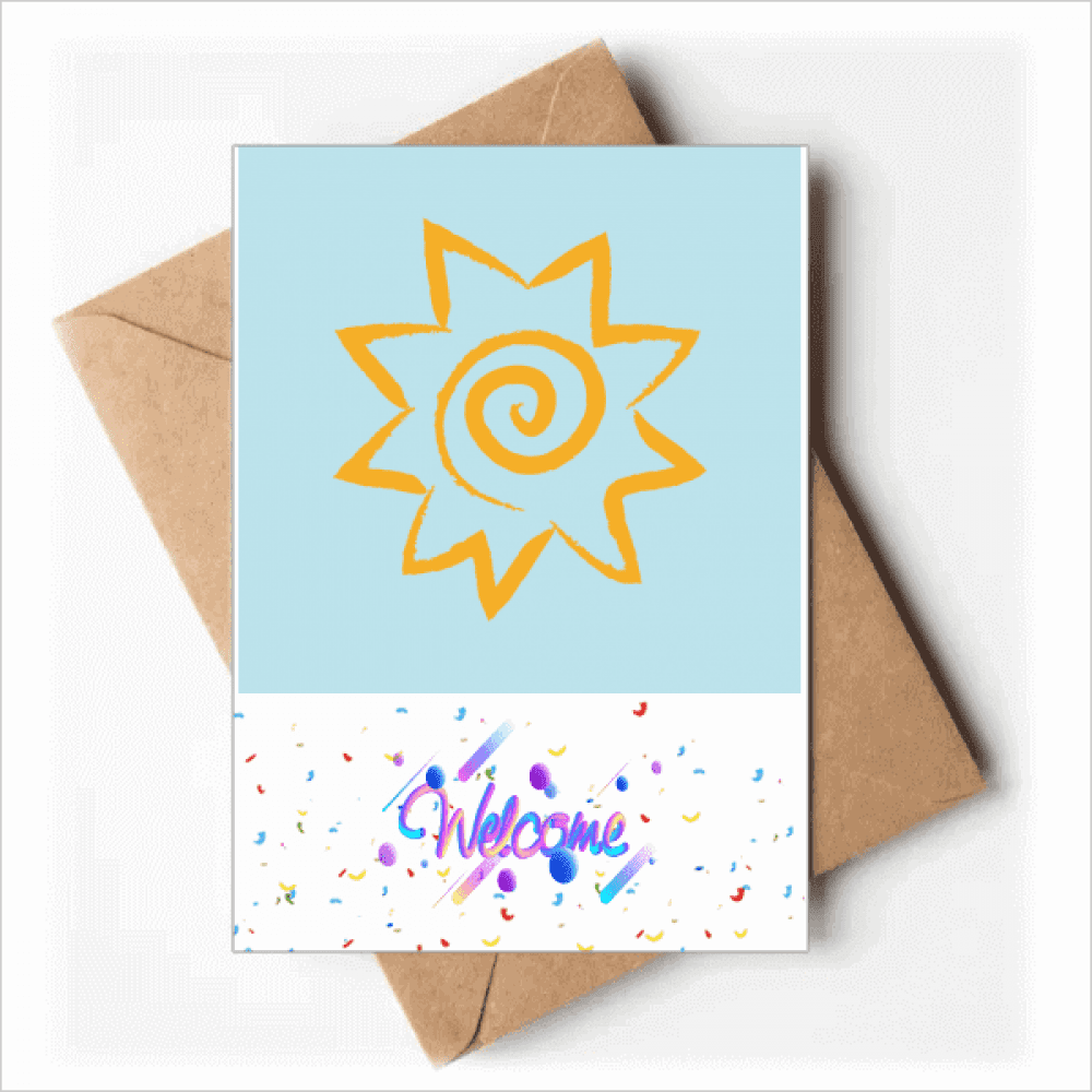 Yellow Hand Painting Sun Sunshine Welcome Back Greeting Cards Envelopes ...
