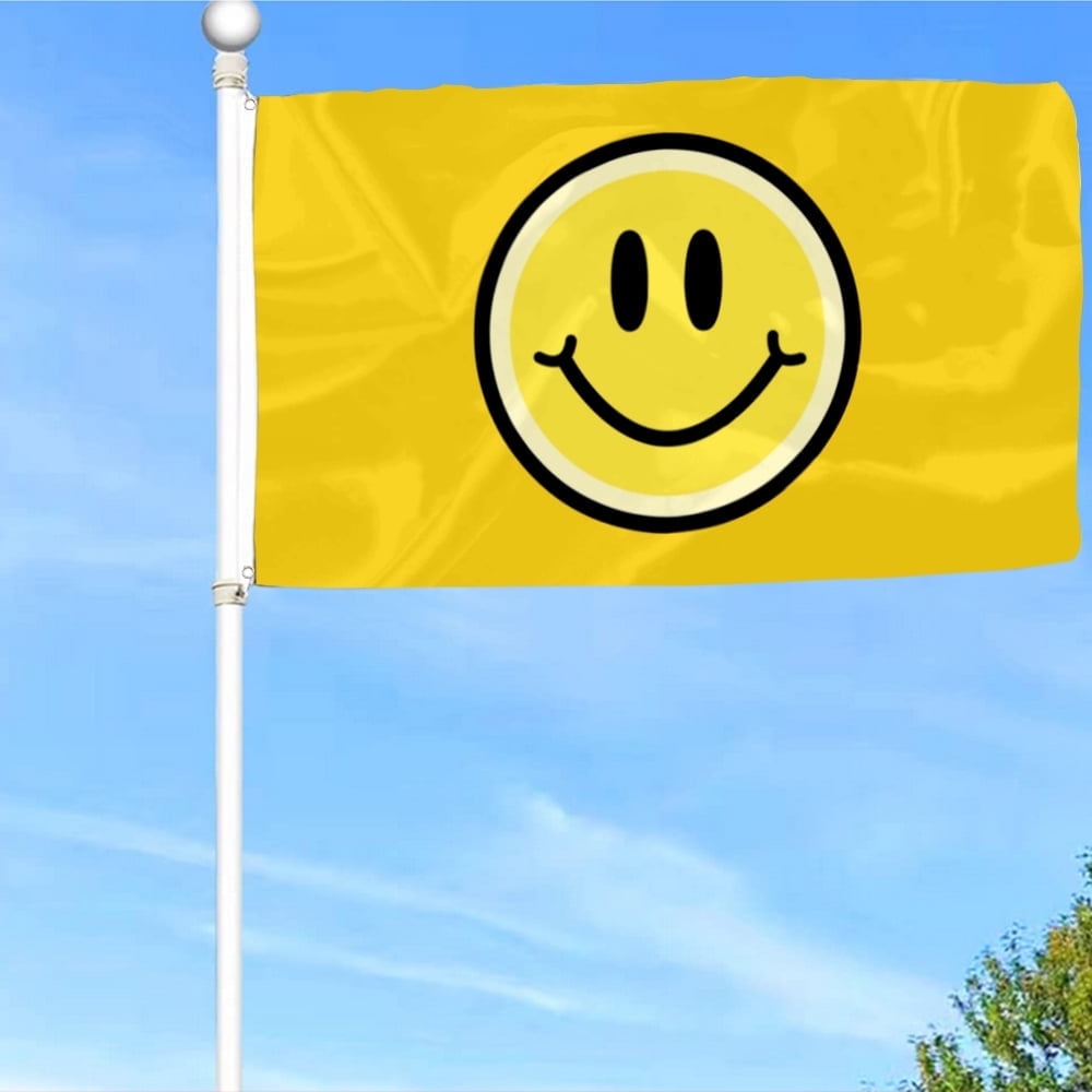 Yellow Happy Face Flag Banner with Grommets 3x5Feet Man cave Decor ...