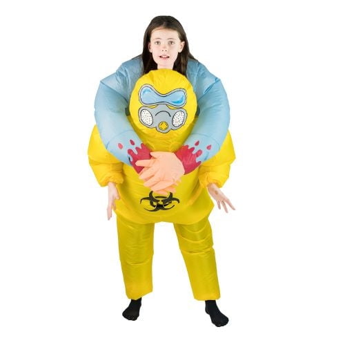 Yellow Hazard Hazmat Zombie Virus Inflatable Costume for Kids (age 5-11 ...