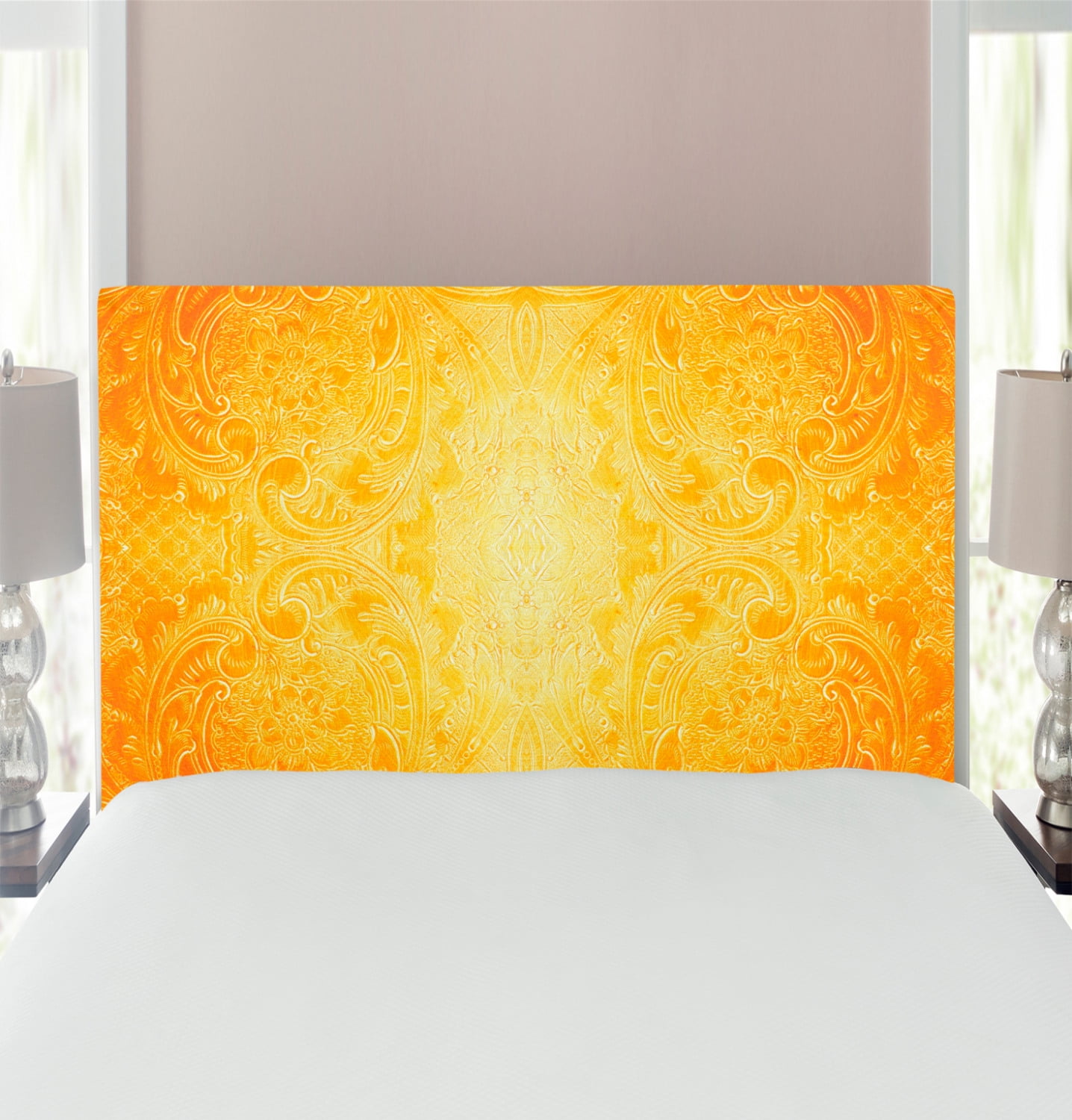 Yellow Headboard, Victorian Style Antique Pattern with Ornamental ...