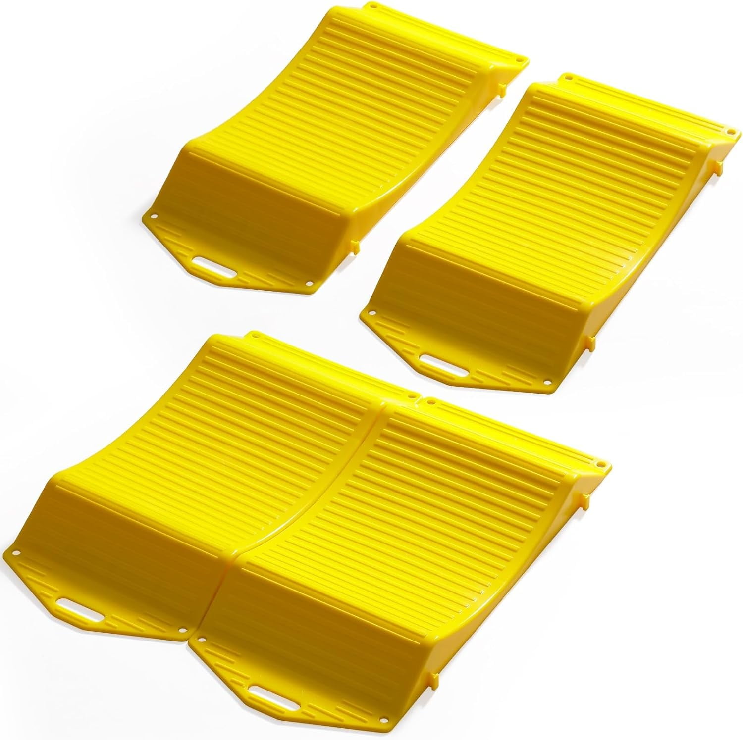 Yellow Heavy-Duty Tire Saver Ramps - Set of 4 Anti-Slip Vehicle Storage ...