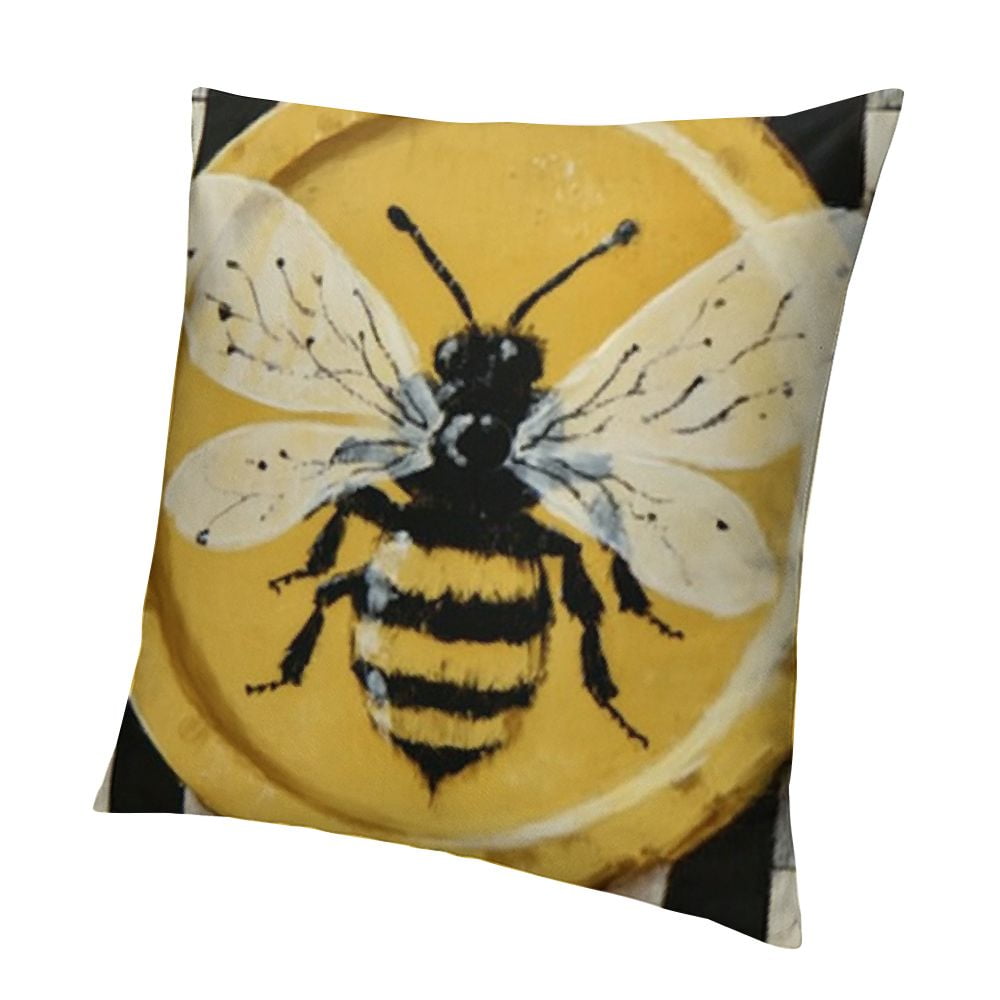 Yellow Honeycomb Bee throw Pillows Polka Dots Decorations Outdoor ...