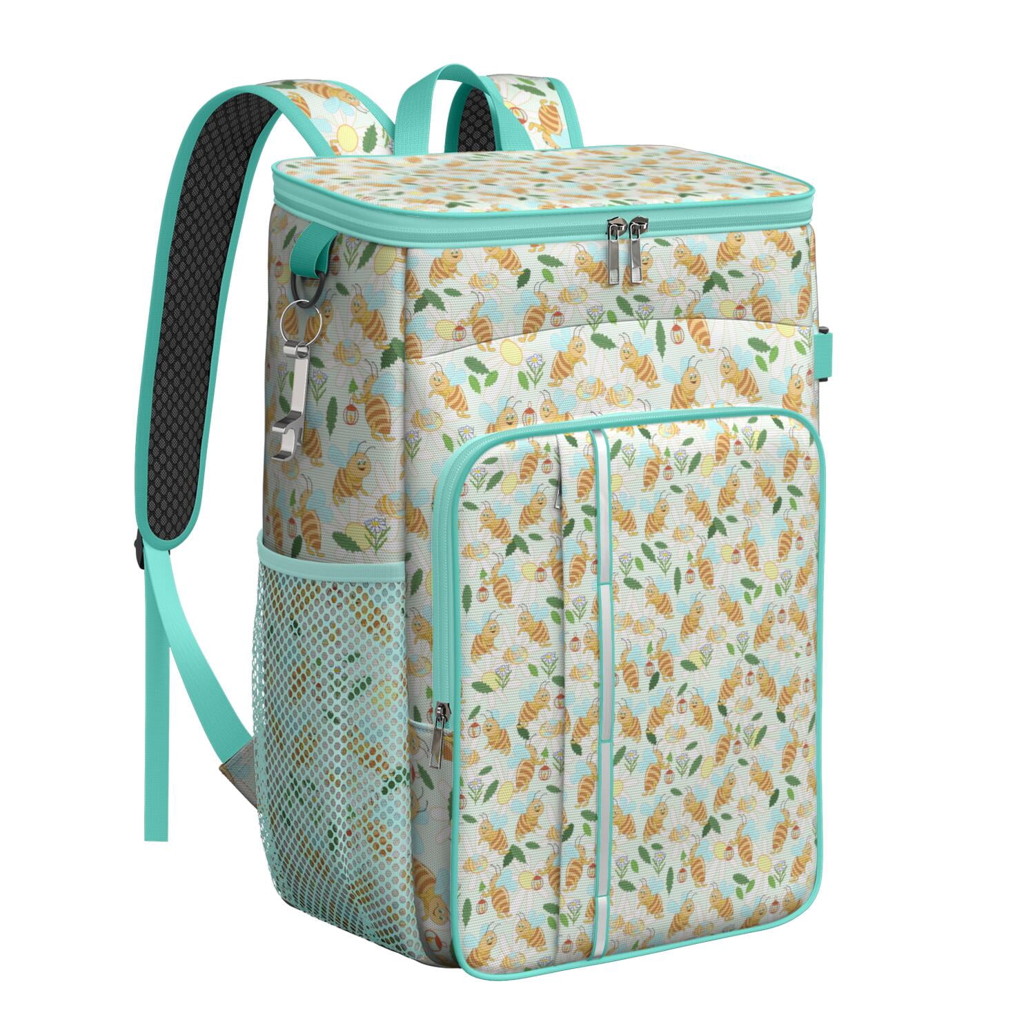 Yellow Honeycomb and Bee Design Backpack Cooler, Insulated Leakproof ...