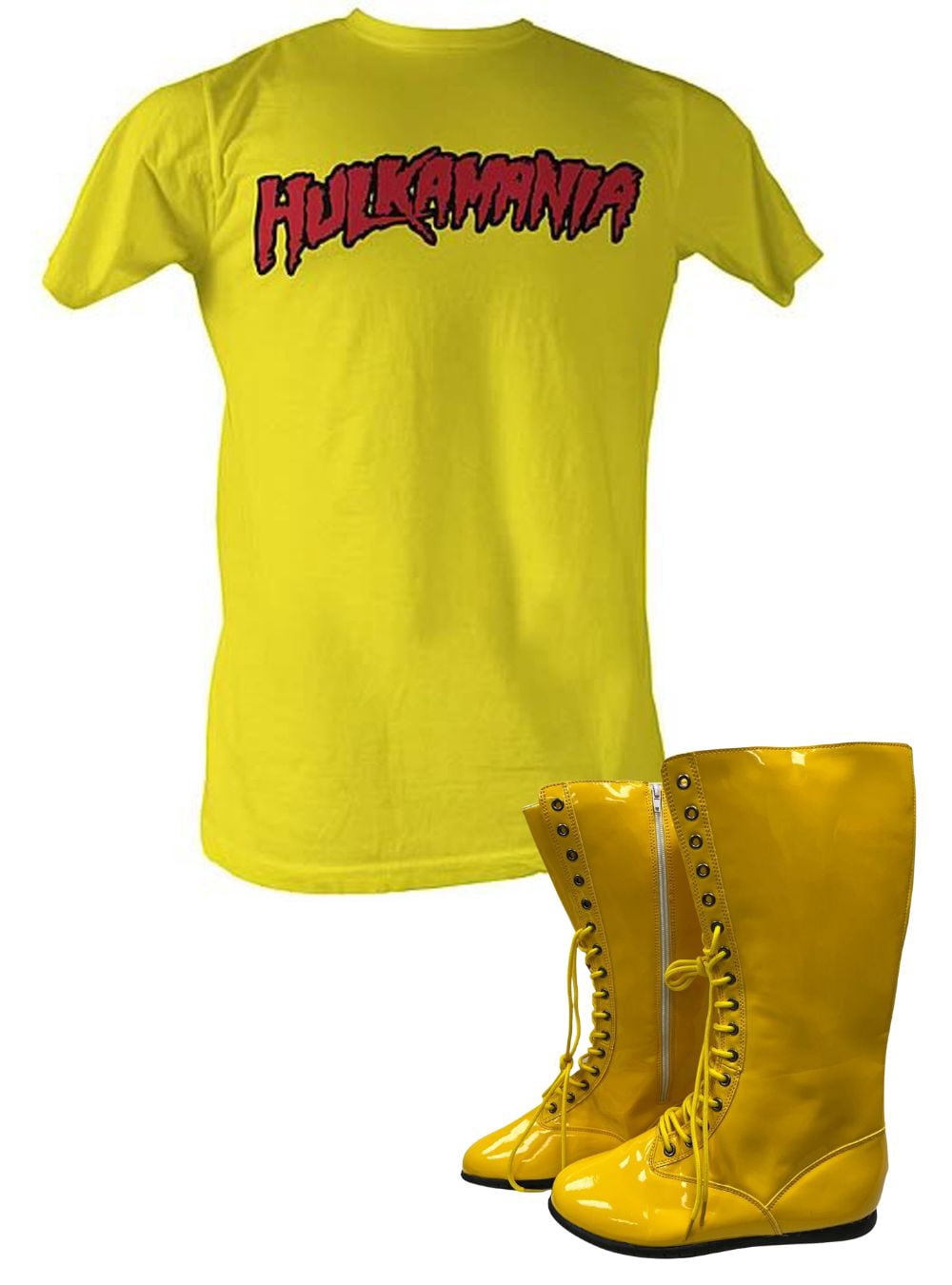 Yellow Hulkamania Adult Costume Hulk Hogan Pro Wrestler Wrestling Shirt ...