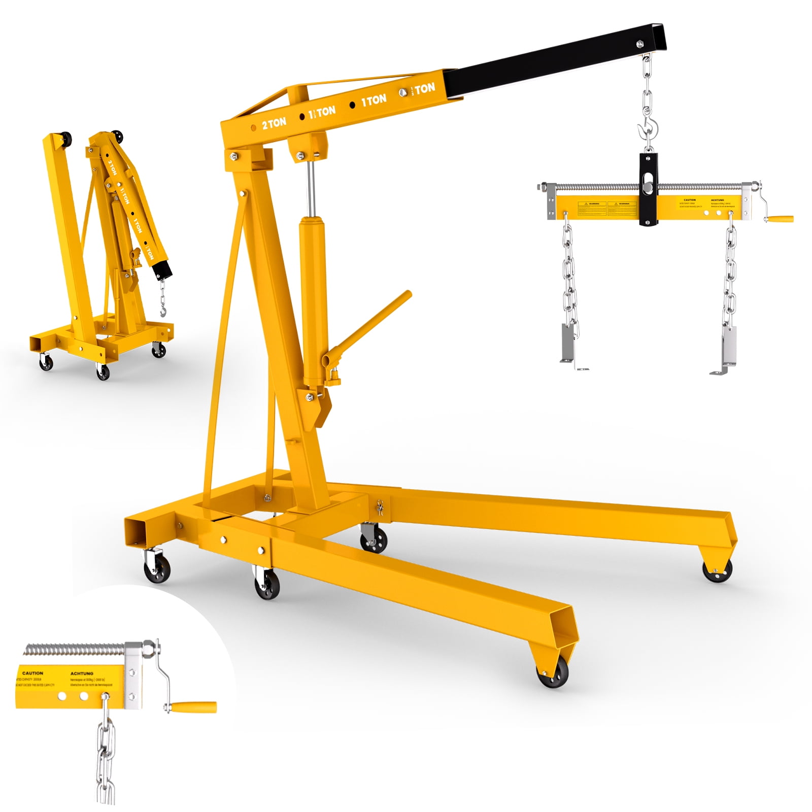 Yellow Hydraulic Folding Engine Hoist with Lever, 2 Ton/4400 LBS ...
