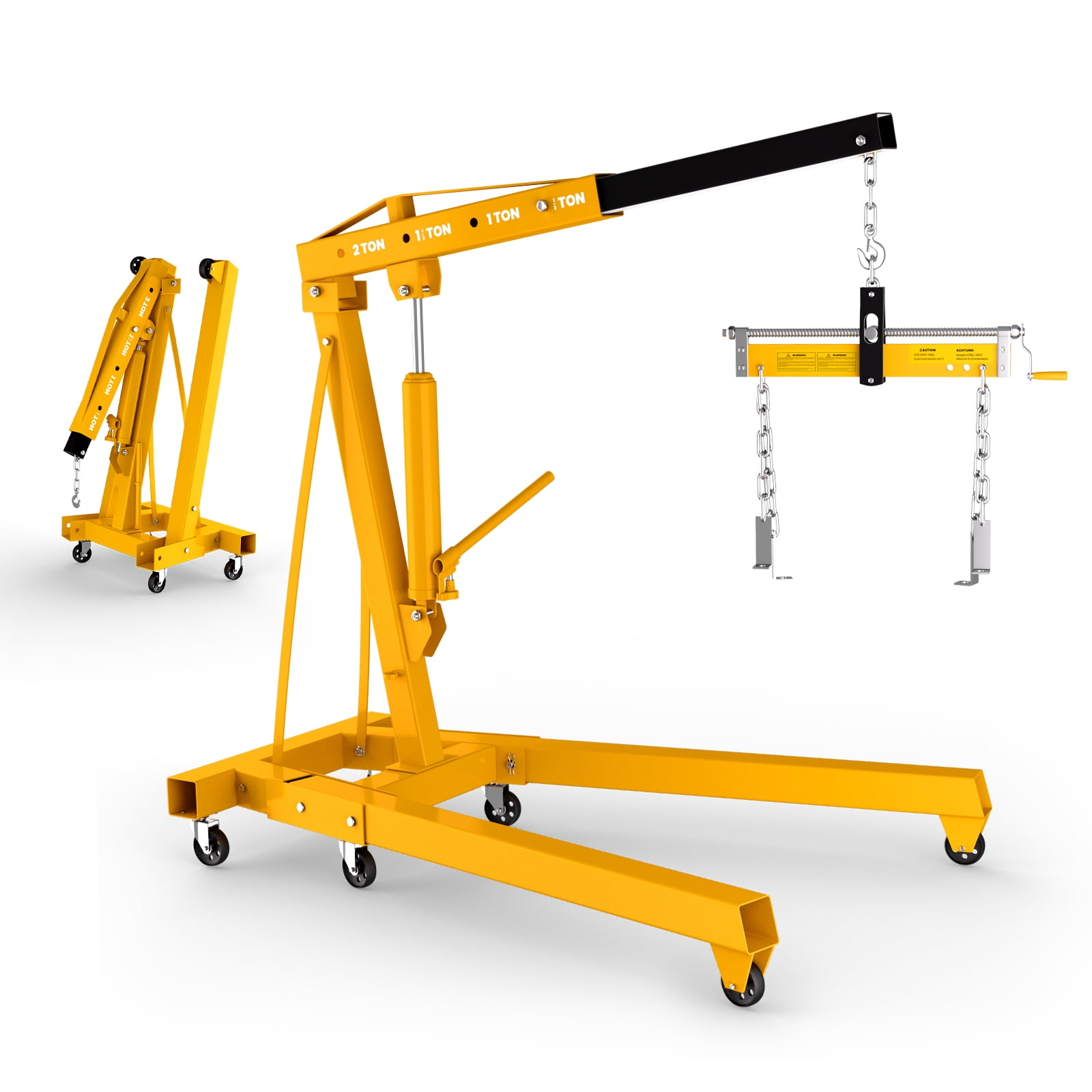 Yellow Hydraulic Folding Engine Hoist with Lever, 2 Ton/4400 LBS, Heavy ...