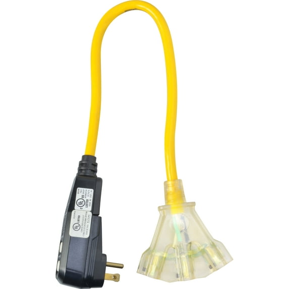 Yellow Jacket 2814 12/3 SJTW GFCI with 3-Outlet LED Power Block, 2-Feet ...
