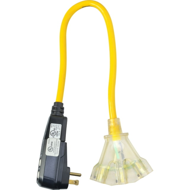 Yellow Jacket 2814 12/3 SJTW GFCI with 3-Outlet LED Power Block, 2-Feet ...