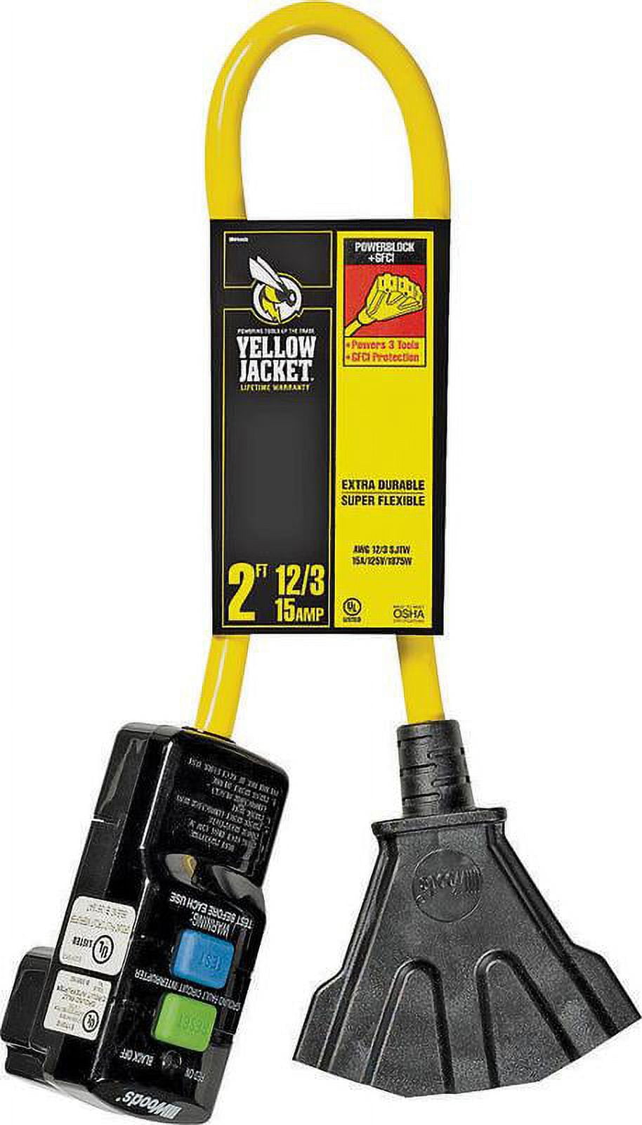 Yellow Jacket 2848 12/3 2' Yellow Sjtw Right Angle Gfci with 3-Outlet ...