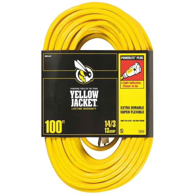 Yellow Jacket 2888 Contractor Extension Cord with Lighted Ends, 100 ...