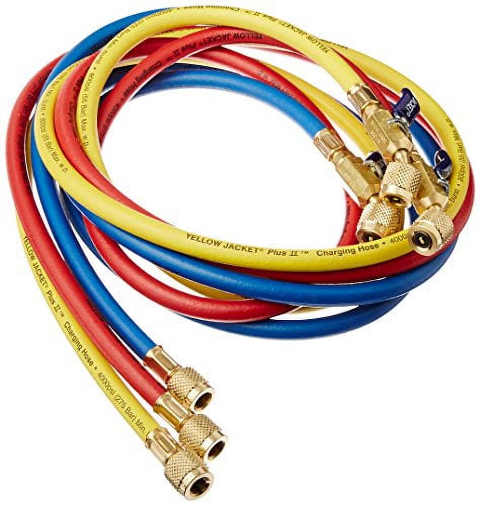 Yellow Jacket 29986 Plus II 1/4" Hose with Compact Ball Valve, 72 ...