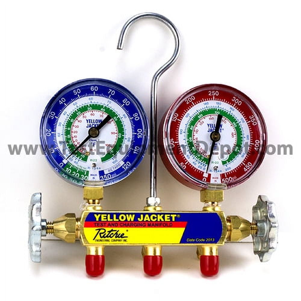 Yellow Jacket 41842 Manifold only, Psi, R-12/22/134A w/ 3-18" Color ...