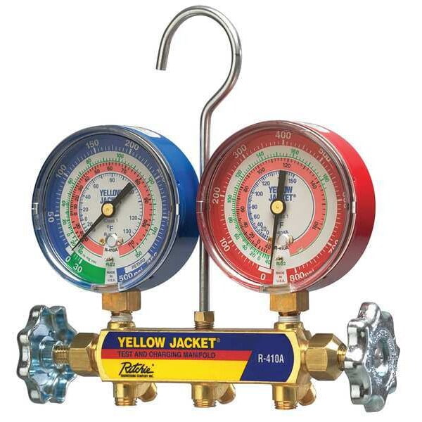 Yellow Jacket 42021 Series 41 Manifold, 3-1/8" Gauges, R32/410A ...