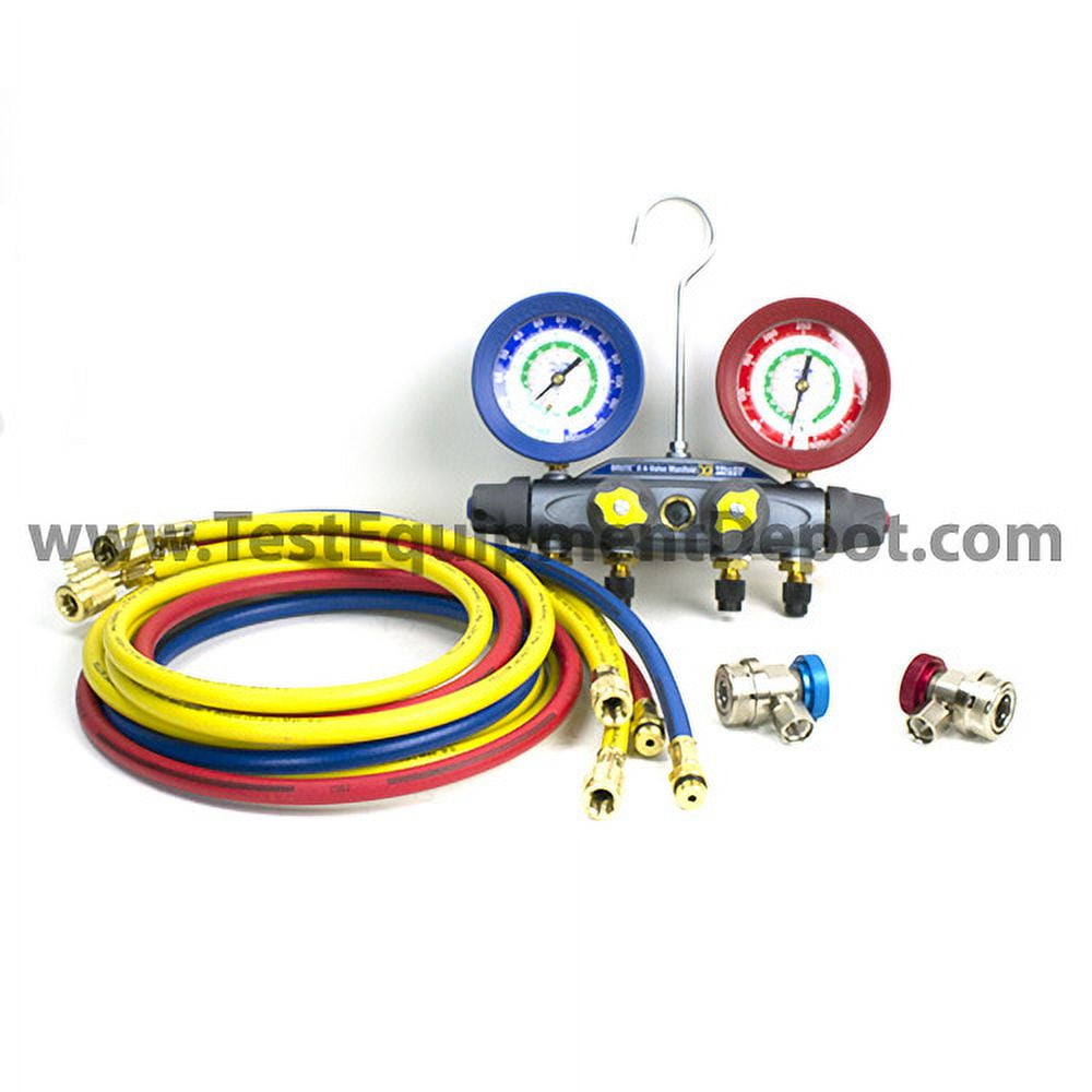 Yellow Jacket 46101 Brute 4 Valve Manifold Set, 72" Hoses - Walmart.com