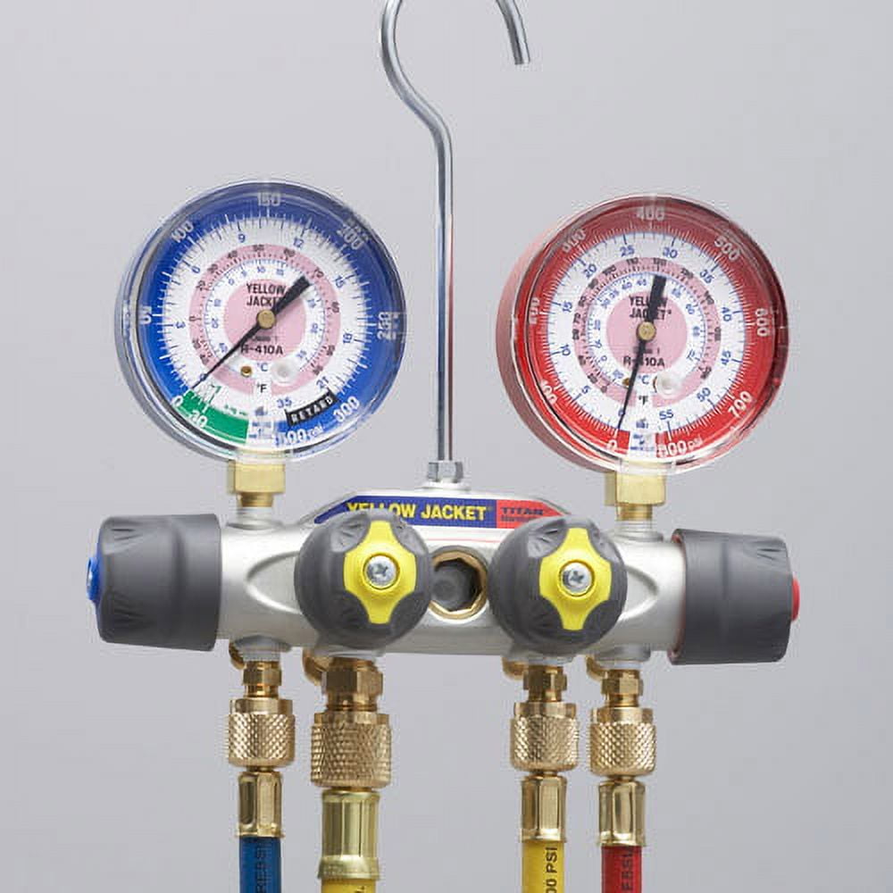 Yellow Jacket 49965 Titan 4-Valve Test & Charging Manifold, F/C, R/B ...