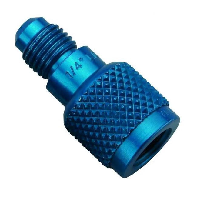 YELLOW JACKET Liquid Charging Adapter, 1/4In MxF, Blue, Aluminum, Quick ...