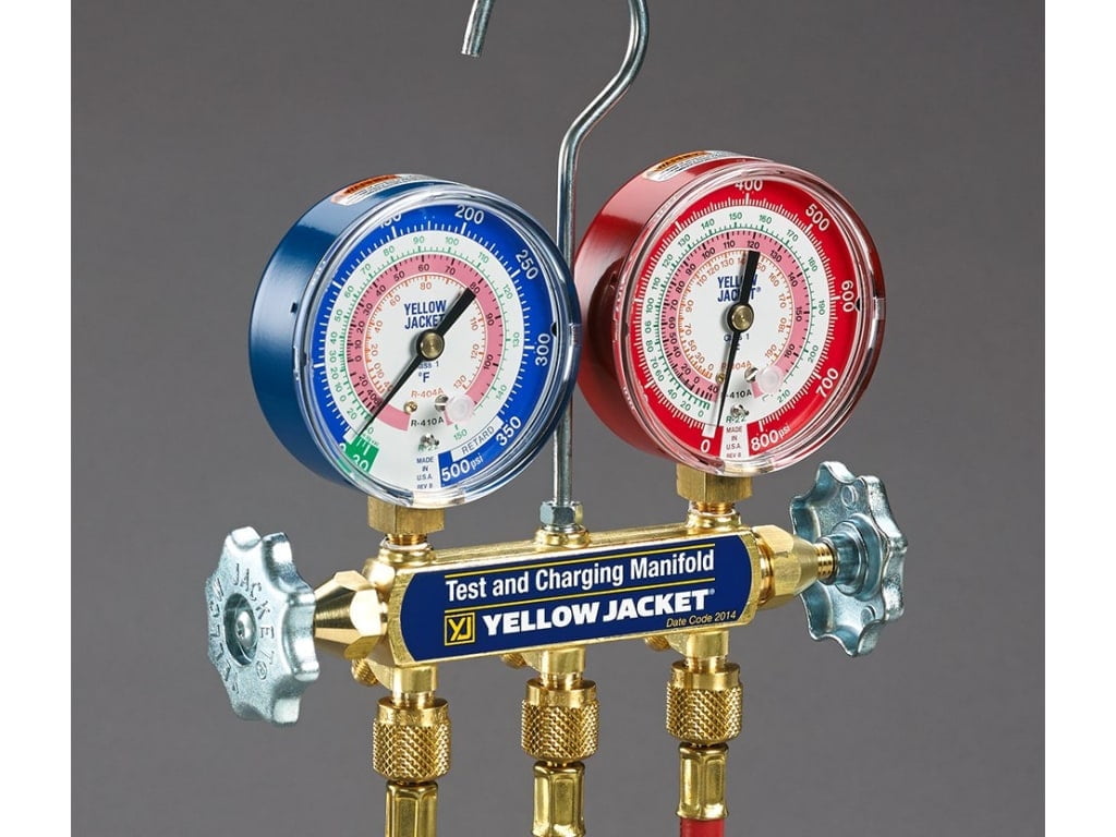 Yellow Jacket 42001 Mechanical Manifold Gauge Set 2-Valve 800 PSI ...