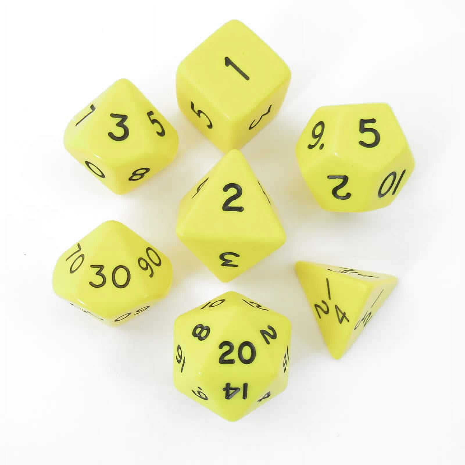 Yellow Jumbo Polyhedral 31mm (1.25in) 7 Piece Dice Set Koplow Game ...