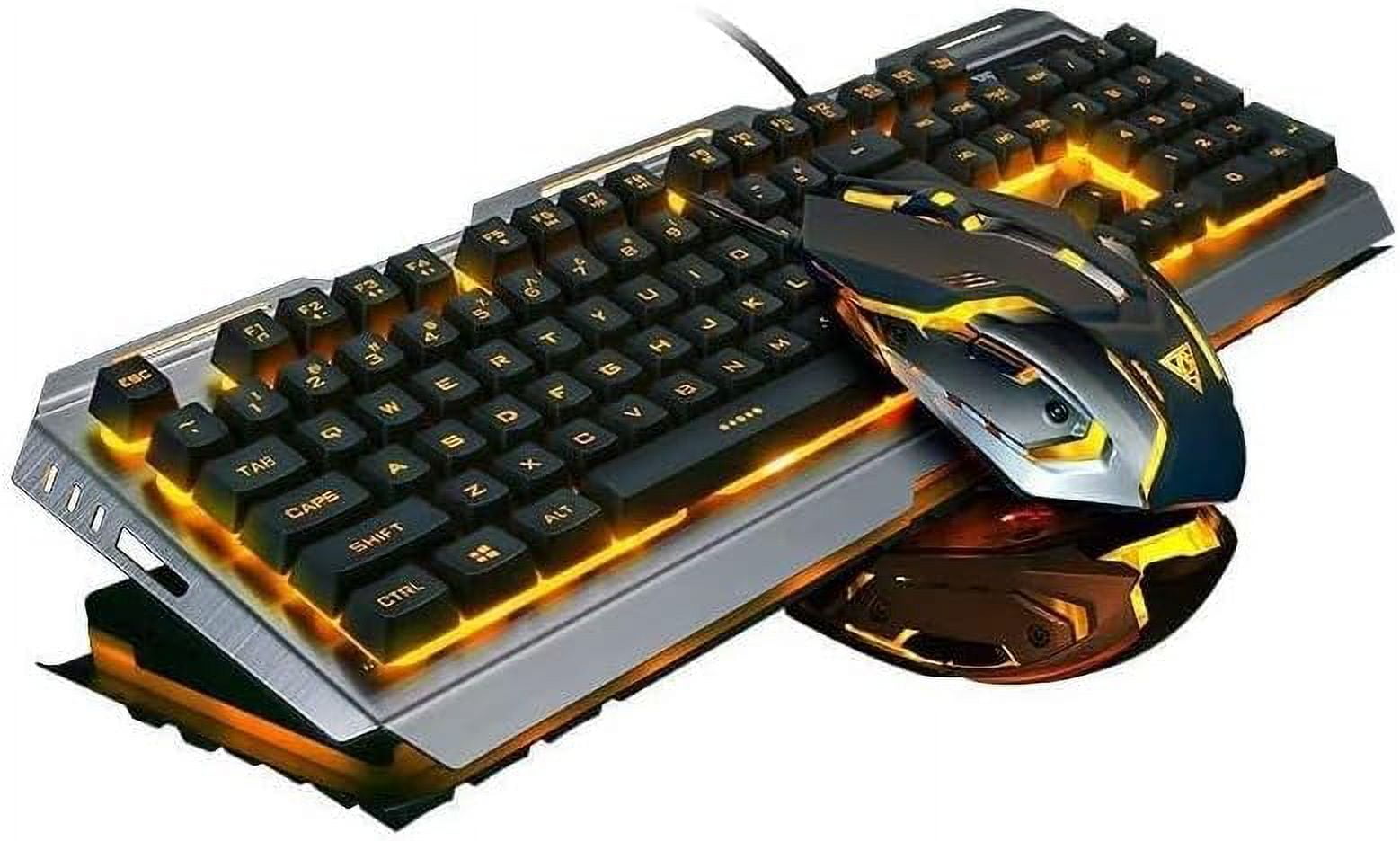 Yellow Keyboard and Mouse Combo for Gaming:Metal texture panel image ...