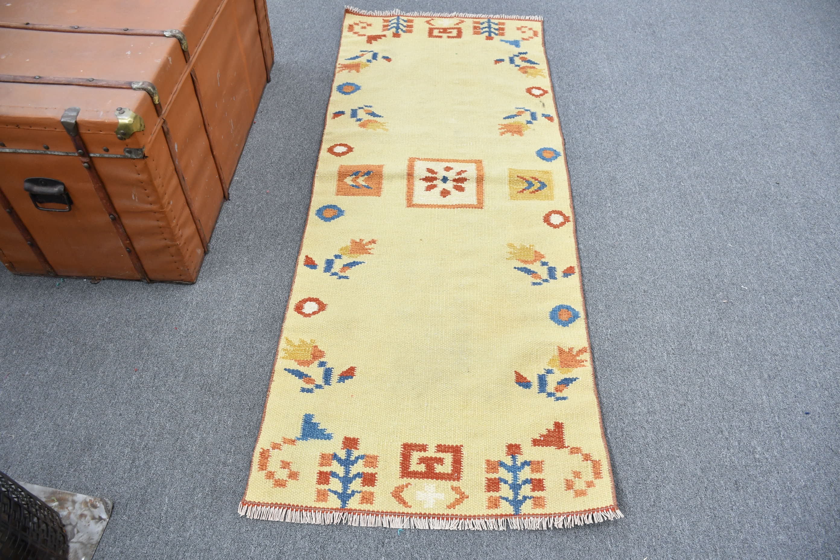 Yellow Kilim, Vintage Kilim, 2.3x5.9 ft Small Kilim, Turkish Kilim ...
