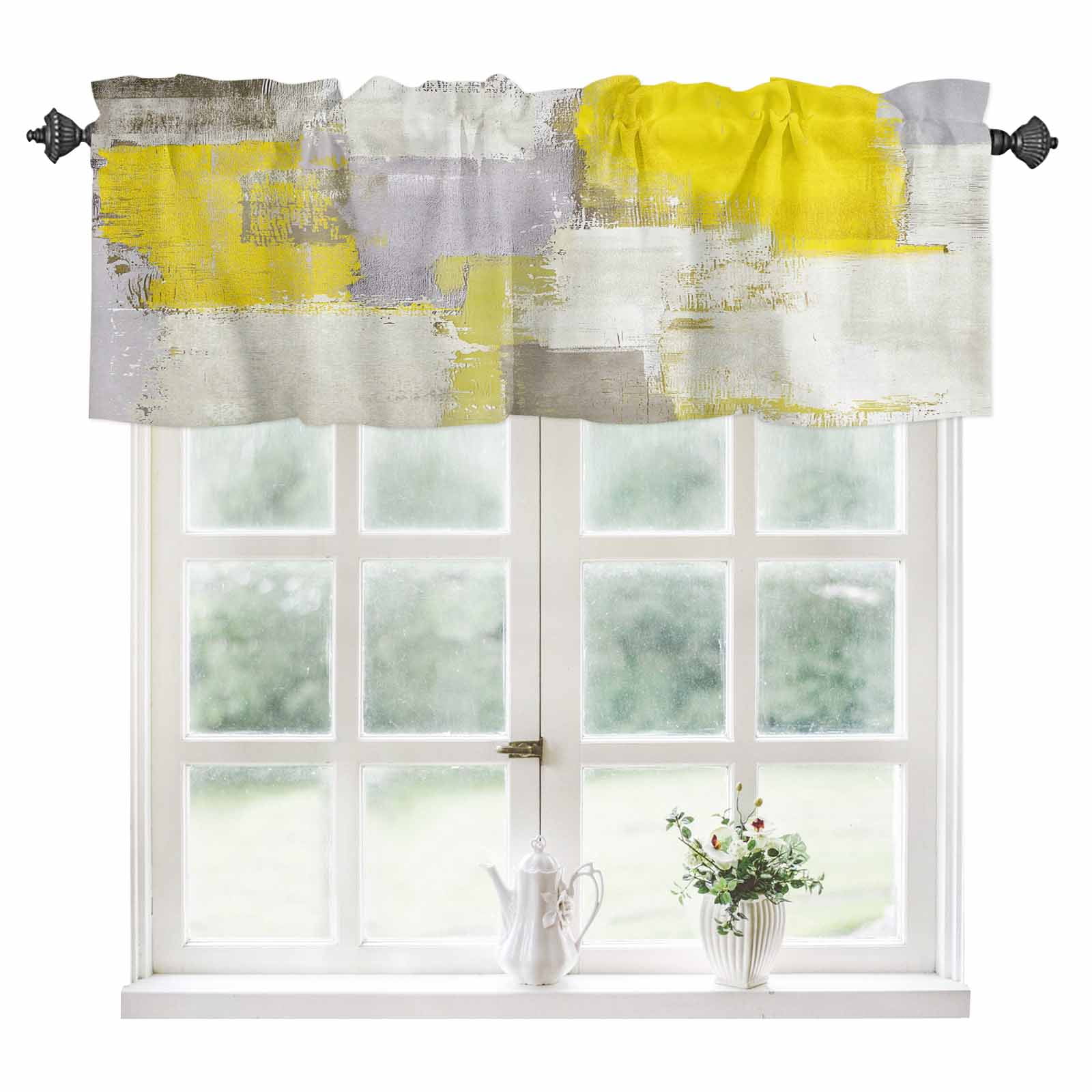 Yellow Kitchen Valances for Windows 42x12 Inch Kitchen Curtains ...