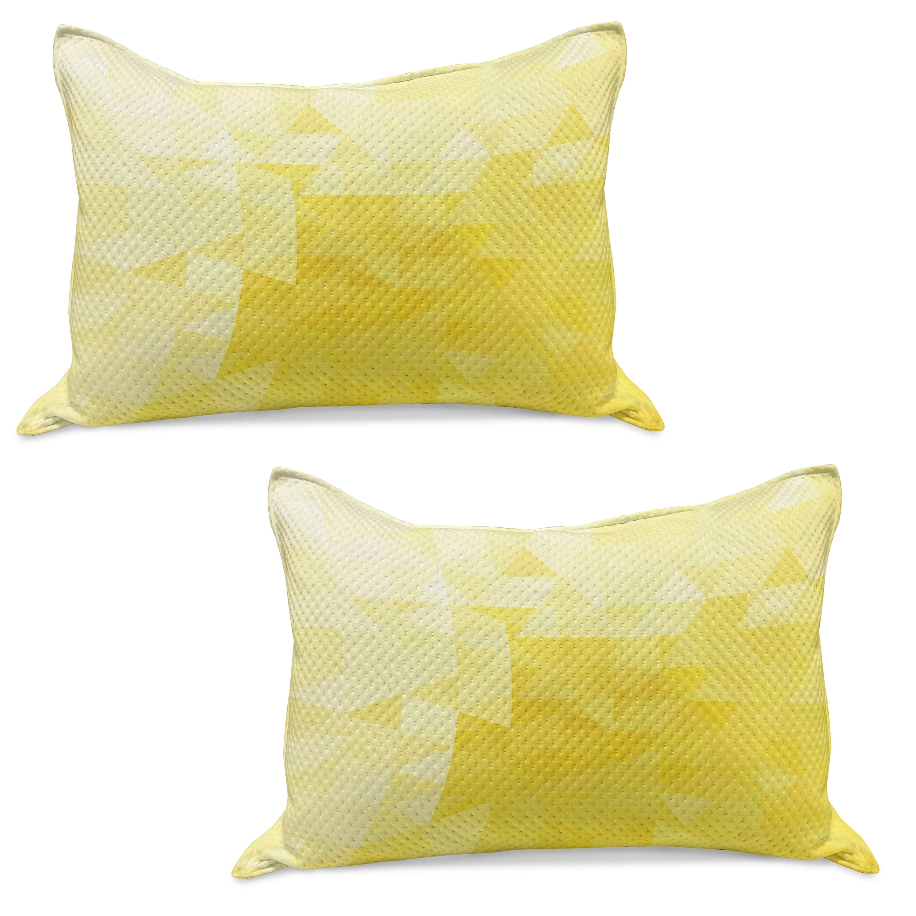 Yellow Knitted Quilt Pillowcover Set of 2, Simple Triangle Shaded Wavy ...