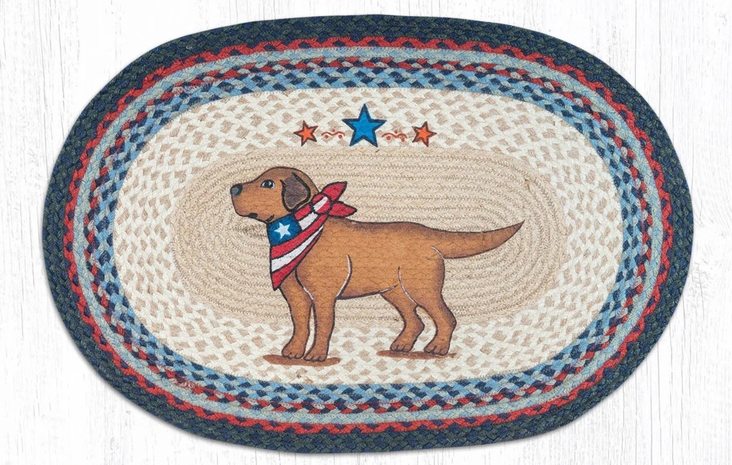 Yellow Lab Dog Patriotic Kitchen Rug - Handwoven with 100% Natural Jute ...