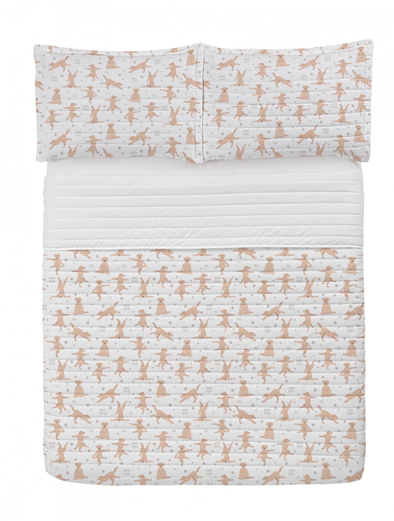 Yellow Lab Microfiber Bedspread Set, Labrador Retriever Funny Doga Yoga ...