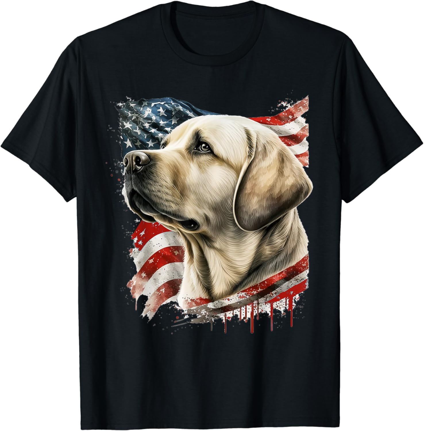 Yellow Lab With The American Flag T-Shirt - Walmart.com