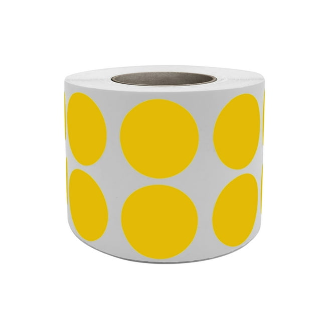 Yellow Labels for Color Coding on Rolls 19MM Permanent Adhesive Round ...
