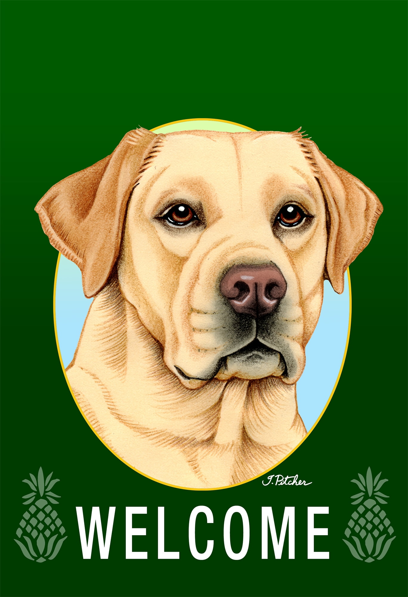 Yellow Labrador - Best of Breed Welcome Pineapples Garden Flags. Flag ...