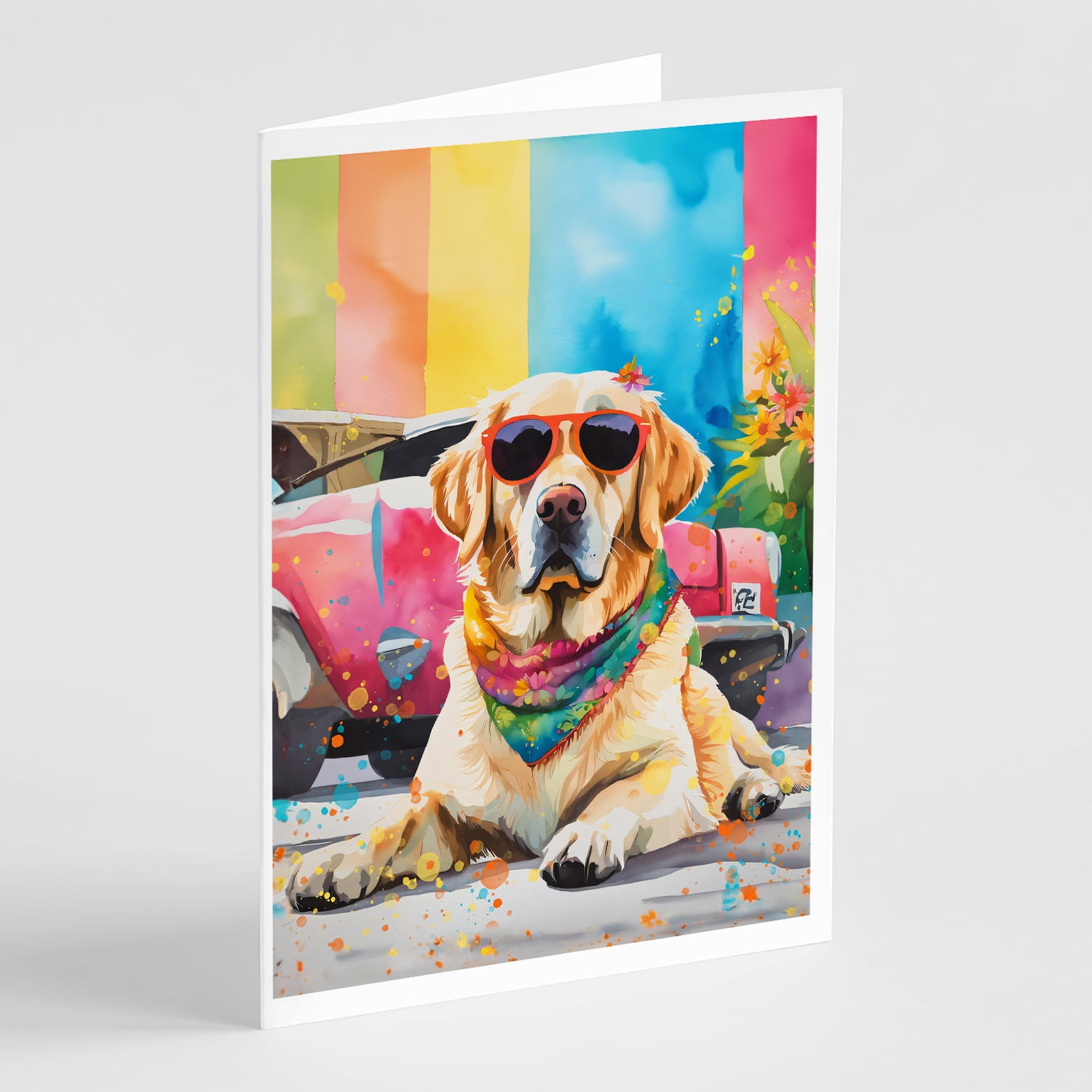 Yellow Labrador Hippie Dawg Greeting Cards Pack of 8 7 in x 5 in ...