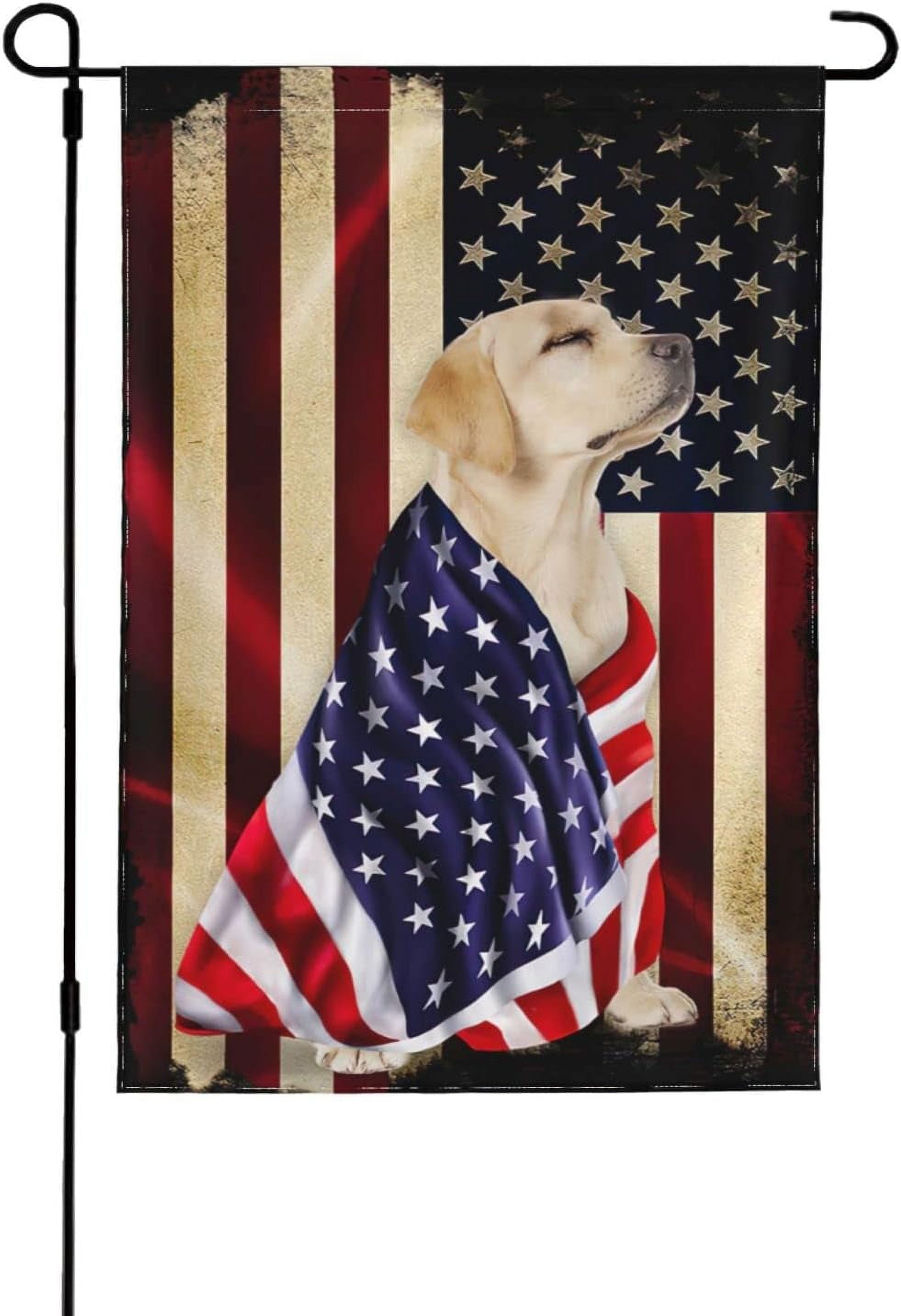 Yellow Labrador Retriever American Patriot Garden Flag 12x18 Inch ...