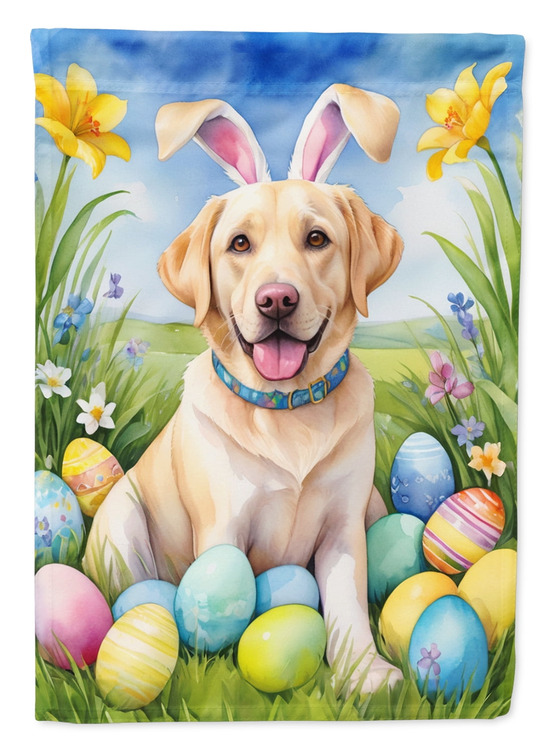 Yellow Labrador Retriever Easter Egg Hunt House Flag 28 in x 40 in ...