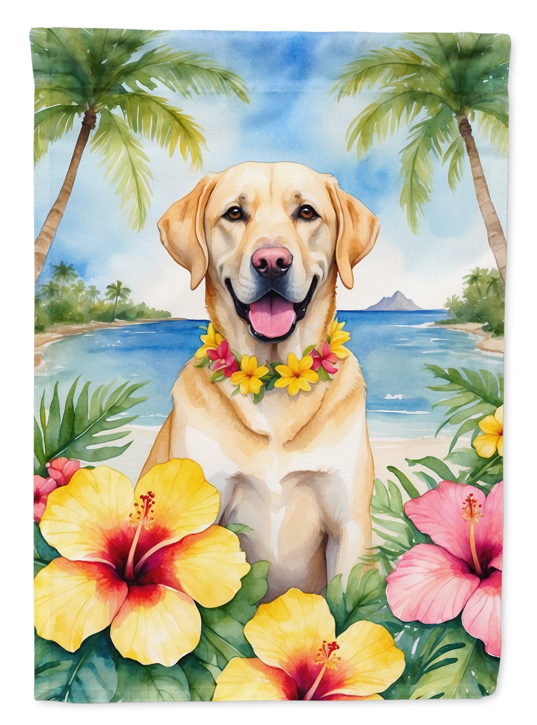 Yellow Labrador Retriever Luau House Flag - Walmart.com