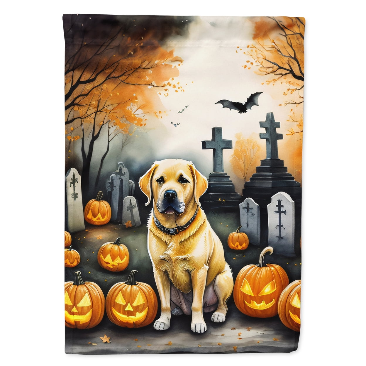 Yellow Labrador Retriever Spooky Halloween House Flag 28 in x 40 in ...