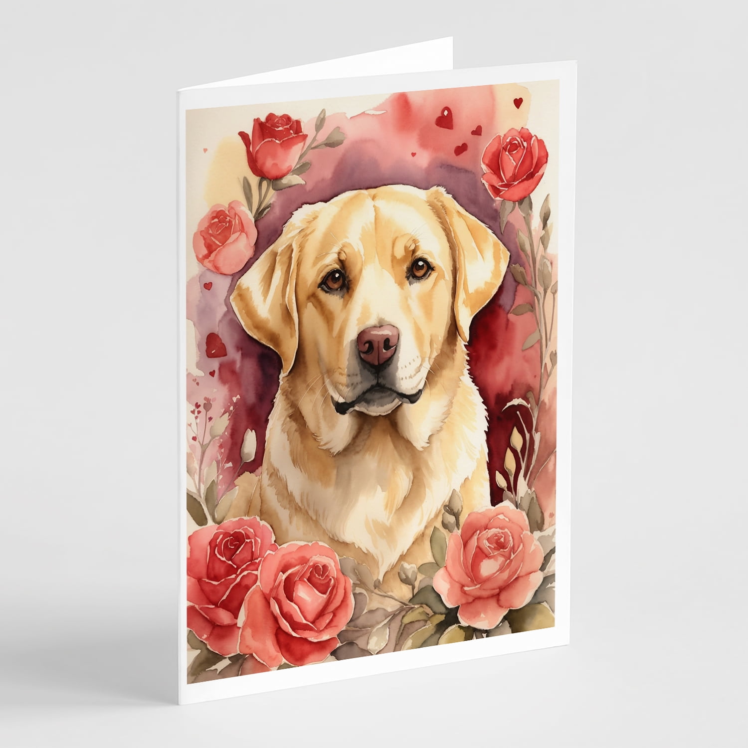 Yellow Labrador Retriever Valentine Roses Greeting Cards Pack of 8 7 in ...