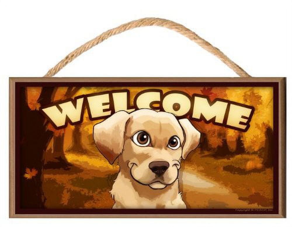 Yellow Labrador Retriever (Yellow Lab) Dog Sign (Autumn Welcome with ...