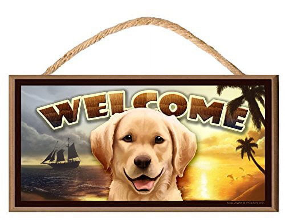 Yellow Labrador Retriever (Yellow Lab) Dog Sign (Summertime Welcome, 10 ...