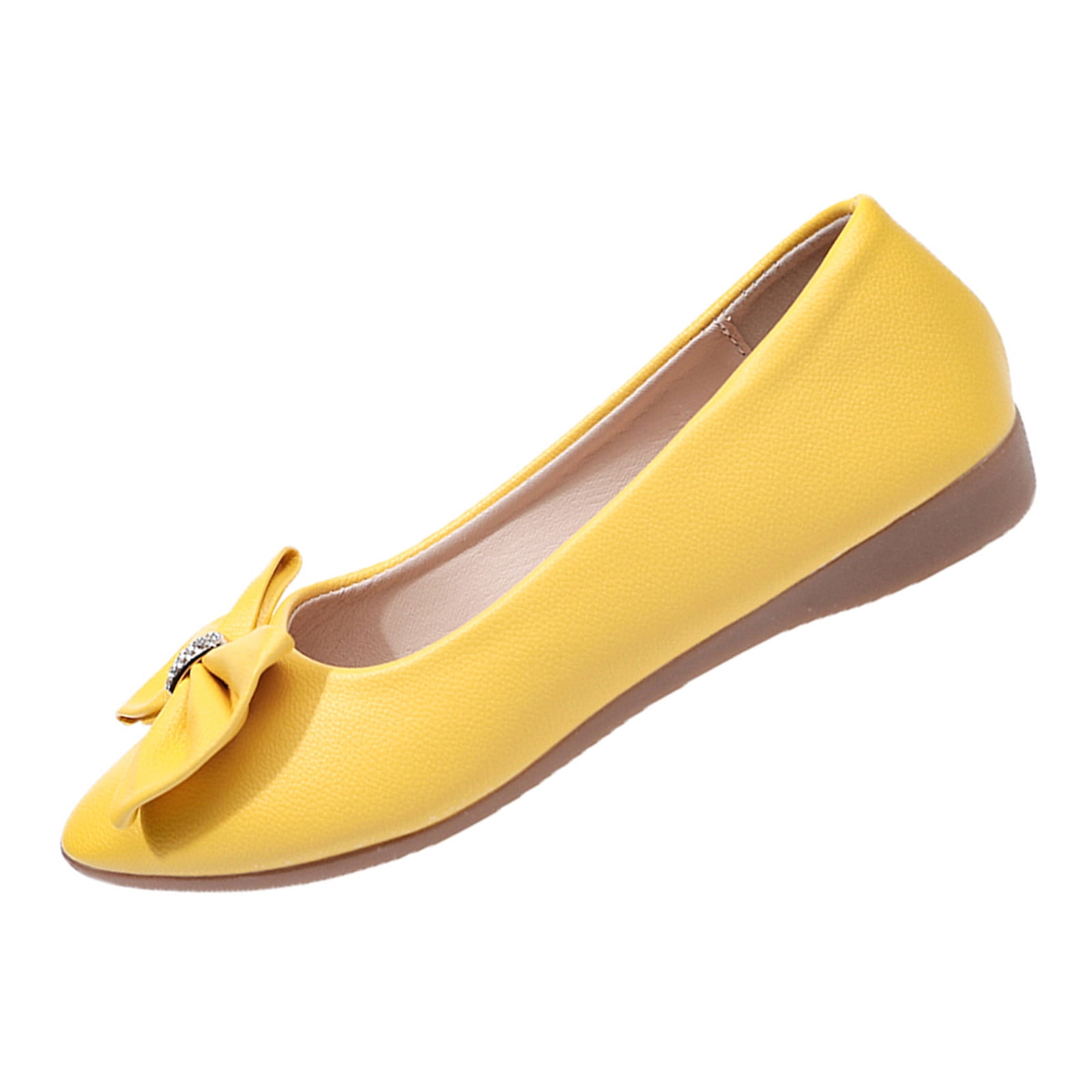 Yellow Ladies Casual Versatile Loafers Solid Color Round Toe Closed Toe ...