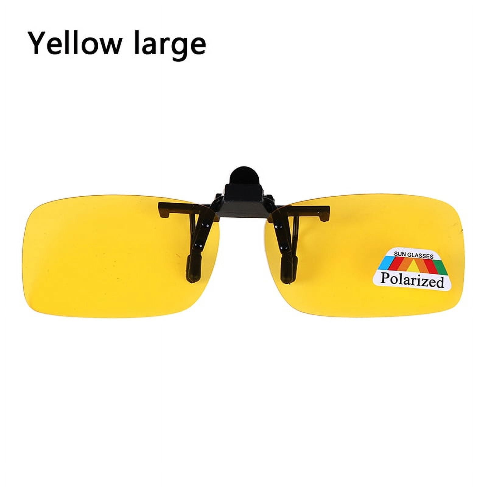 (Yellow Large) Clip-on Polarized Day Night Vision Flip-up Lens Driving ...