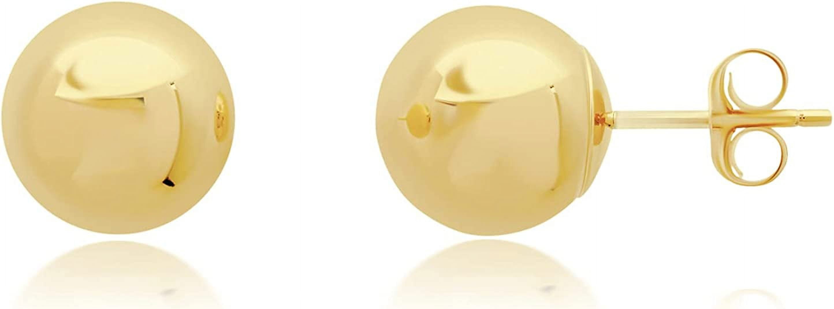 Yellow Large Gold Ball Earrings for Women 14k Real Gold | 14k Gold Stud ...