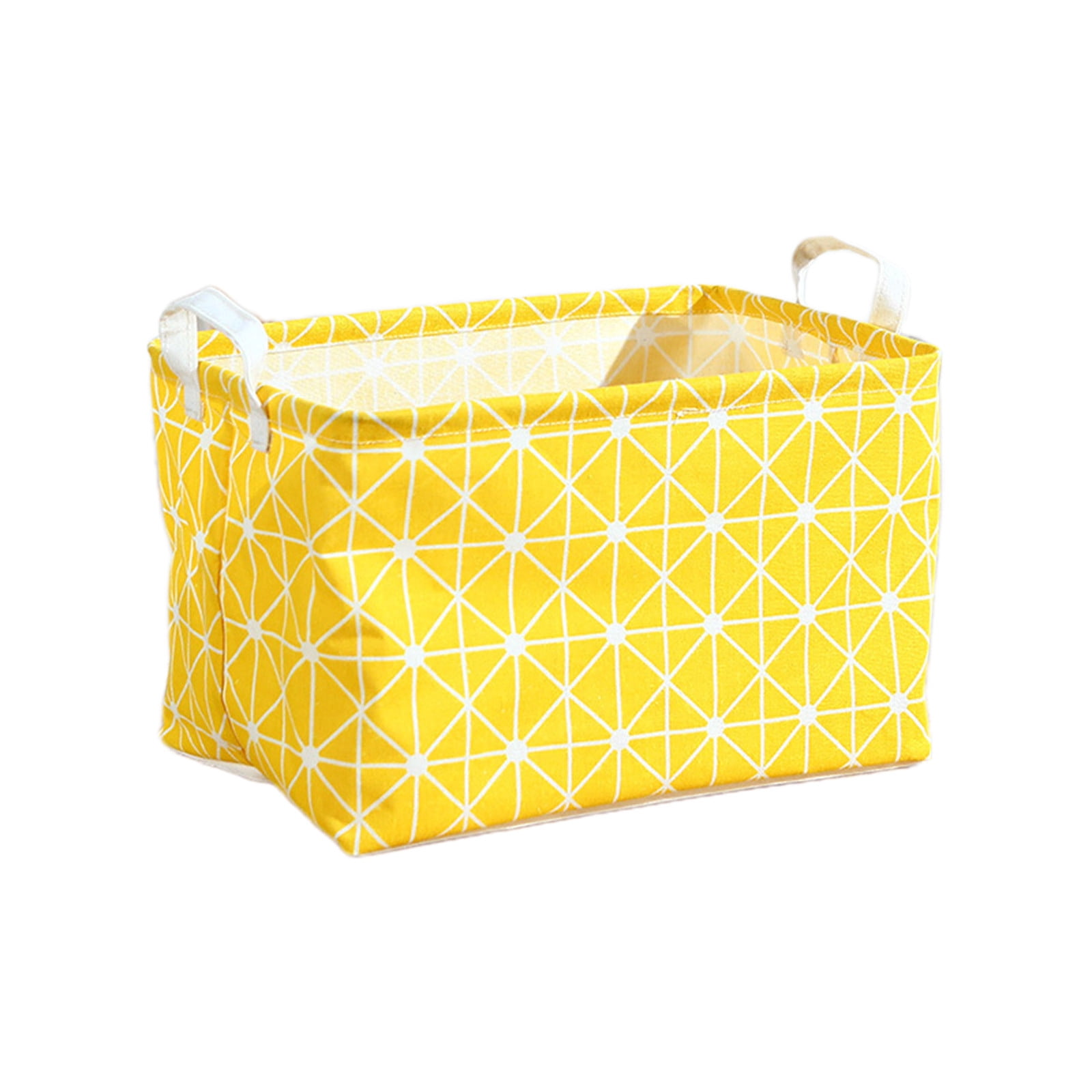 Yellow Large Square Fabric Storage Bin Foldable Clothes Hamper With ...