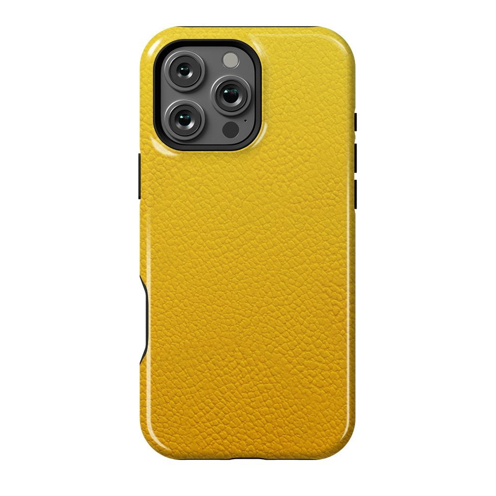Yellow Leather Tough Case Textured Design for Your iPhone 11-17 ...