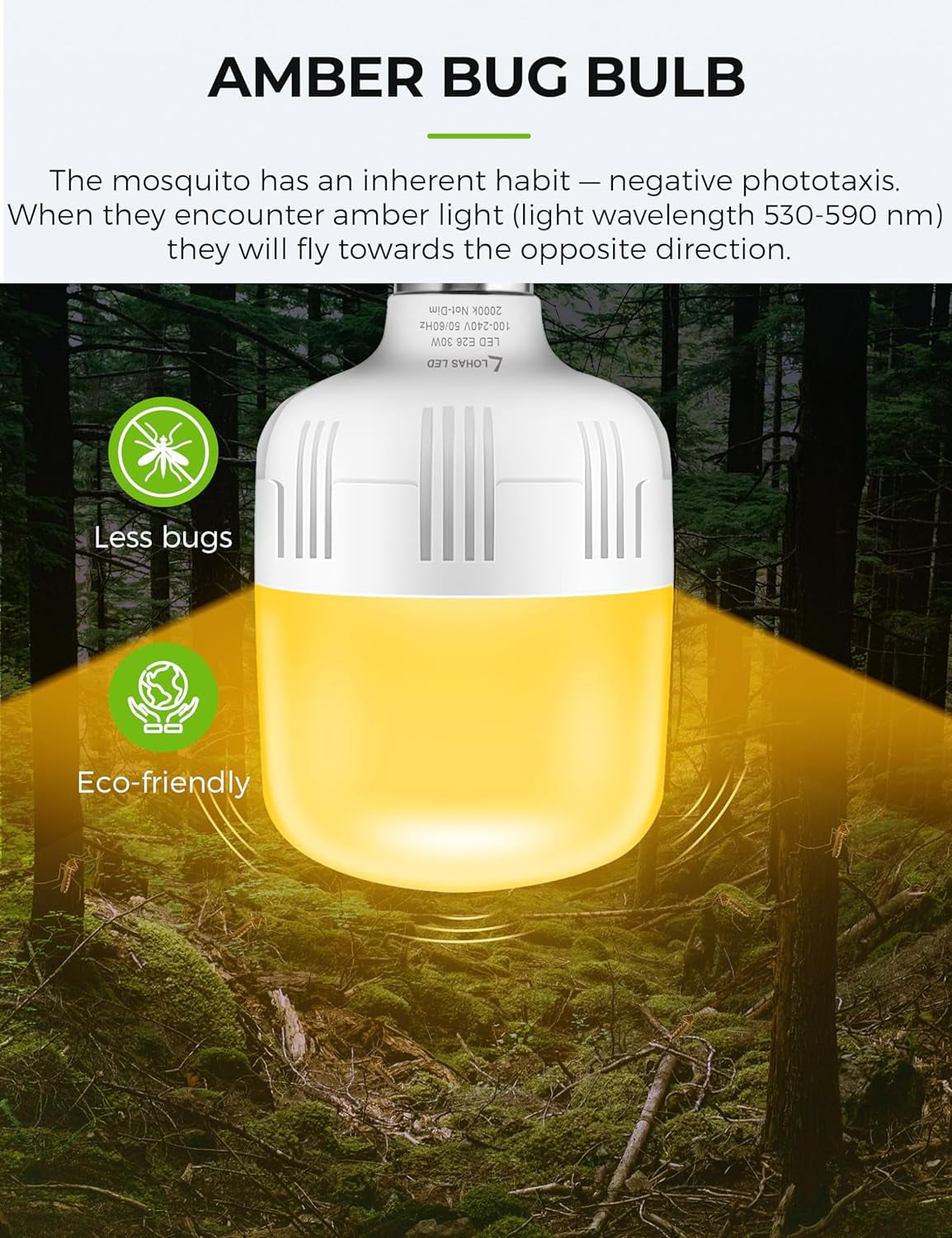 Yellow Led Bug Light Bulbs Outdoor, 30W(250-300W Equiv.) Bug Lights ...