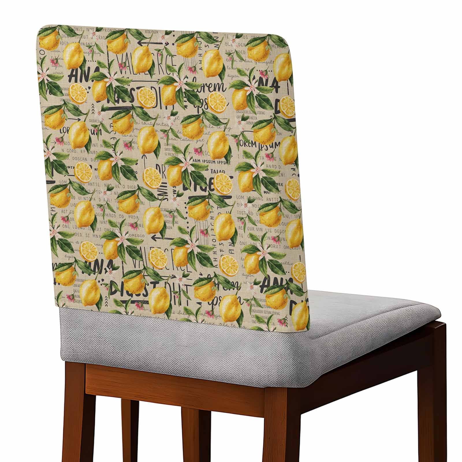 Yellow Lemon Chair Back Covers for Dining Chairs 6 Pack, Washable ...